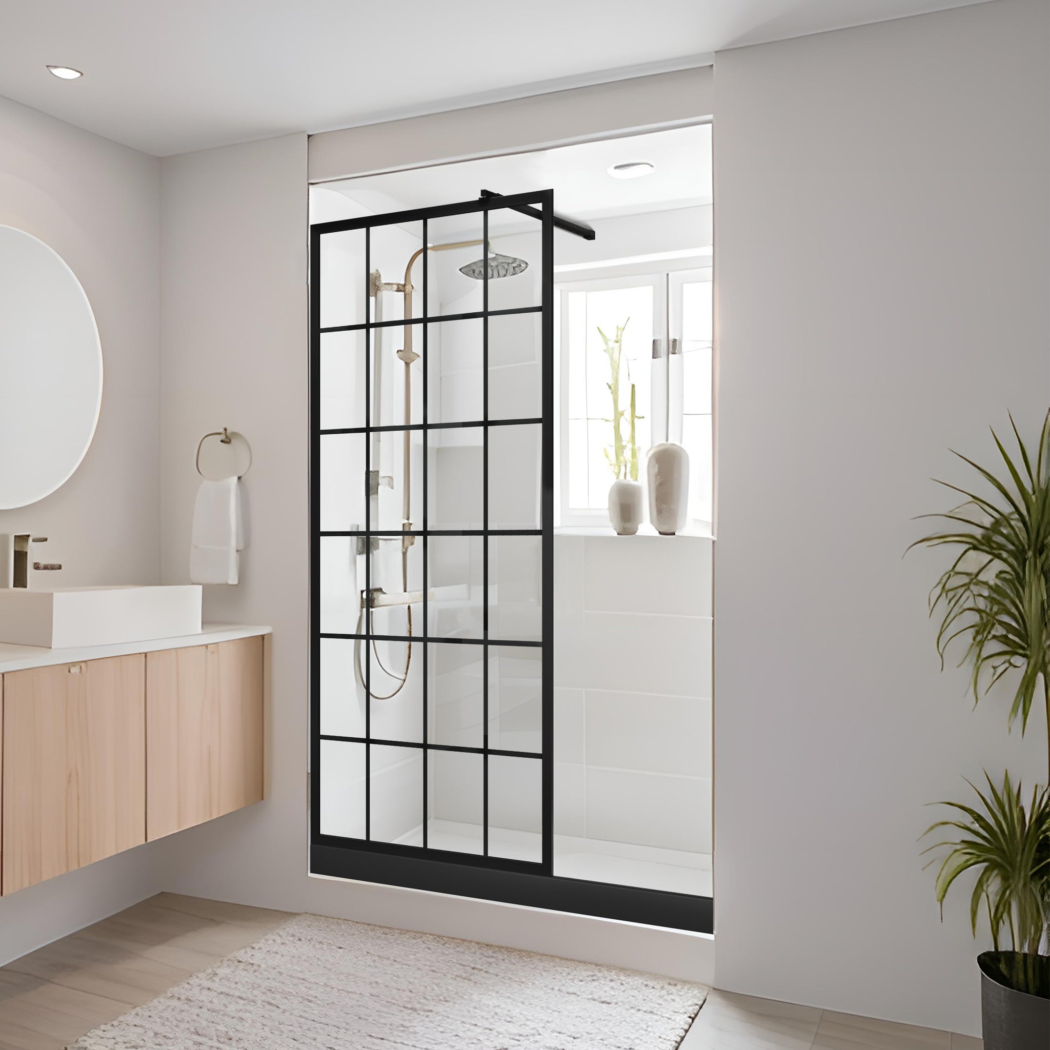 DELAVIN 34 W x 72 H Framed Shower Glass Panel Shower Screen Glass Delavin